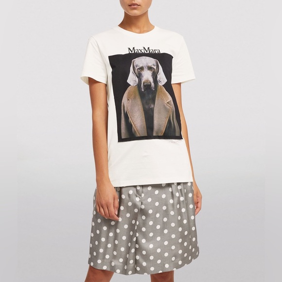 MaxMara | Tops | Max Mara White Cotton Dog Dogstar Tee | Poshmark